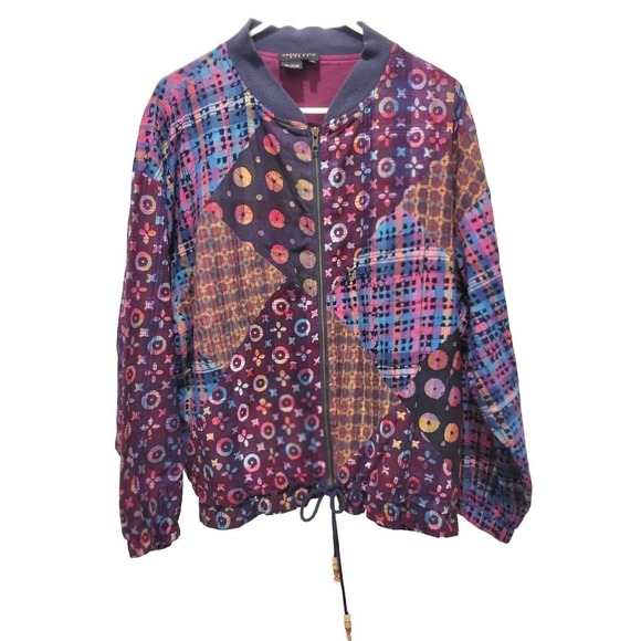 Carole Little | Jackets & Coats | Vintage Carole Little Colorful Batik Patchwork Jacket Full Zip ...